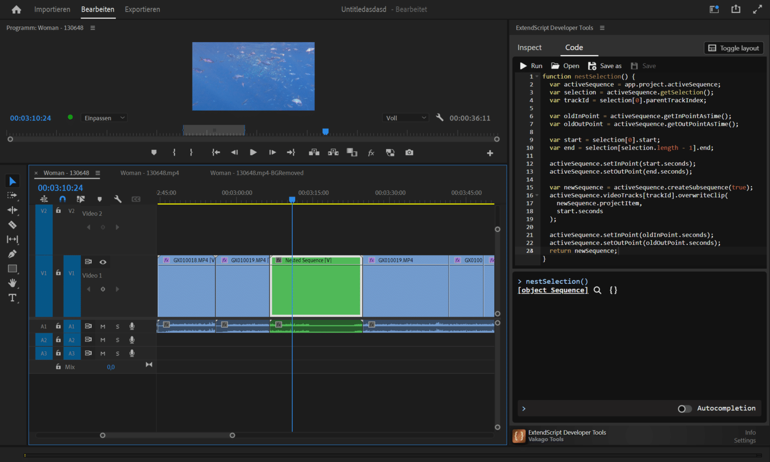 How to Nest a Sequence using ExtendScript in Premiere Pro