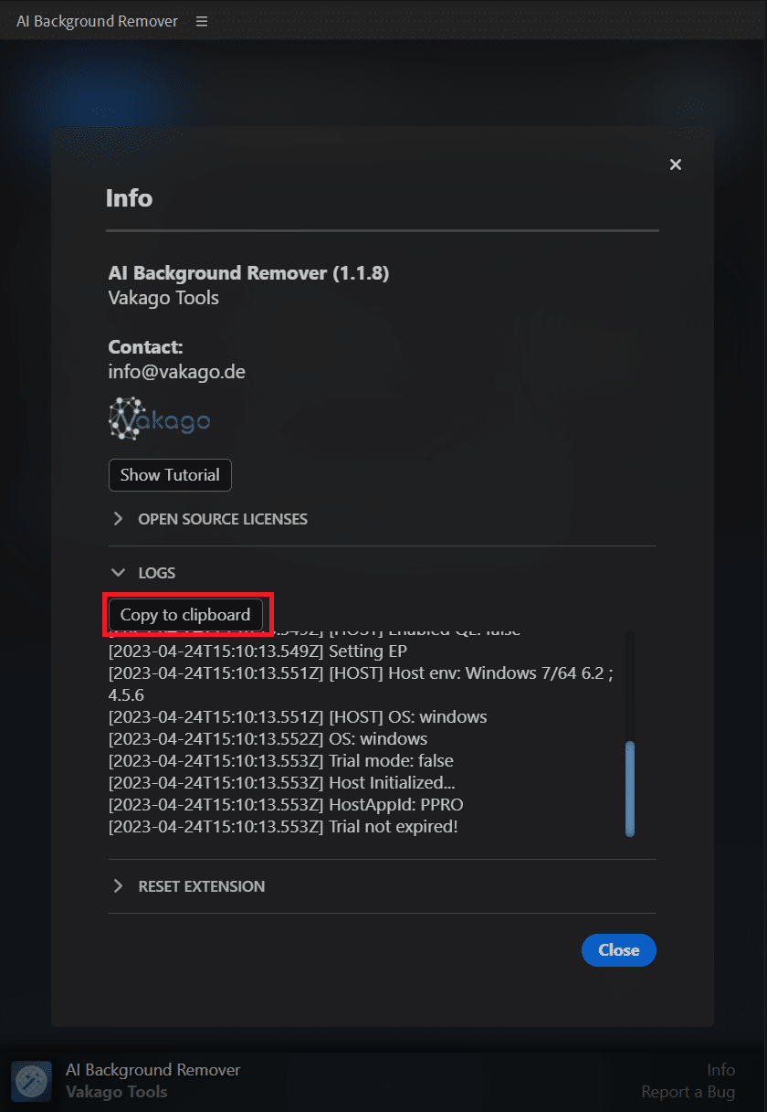 How to Get Logs in the Vakago Tools Extensions for Adobe Creative Cloud Applications - Vakago Tools