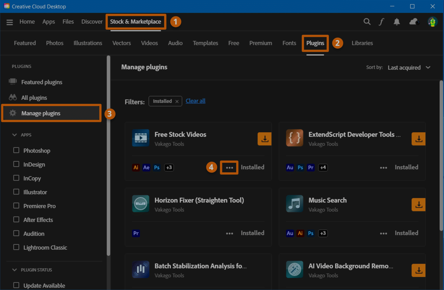 Uninstalling Adobe Creative Cloud Extensions - Vakago Tools